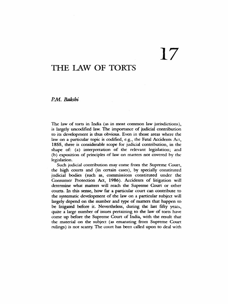 The Law of Torts PDF | PDF | Tort | Damages