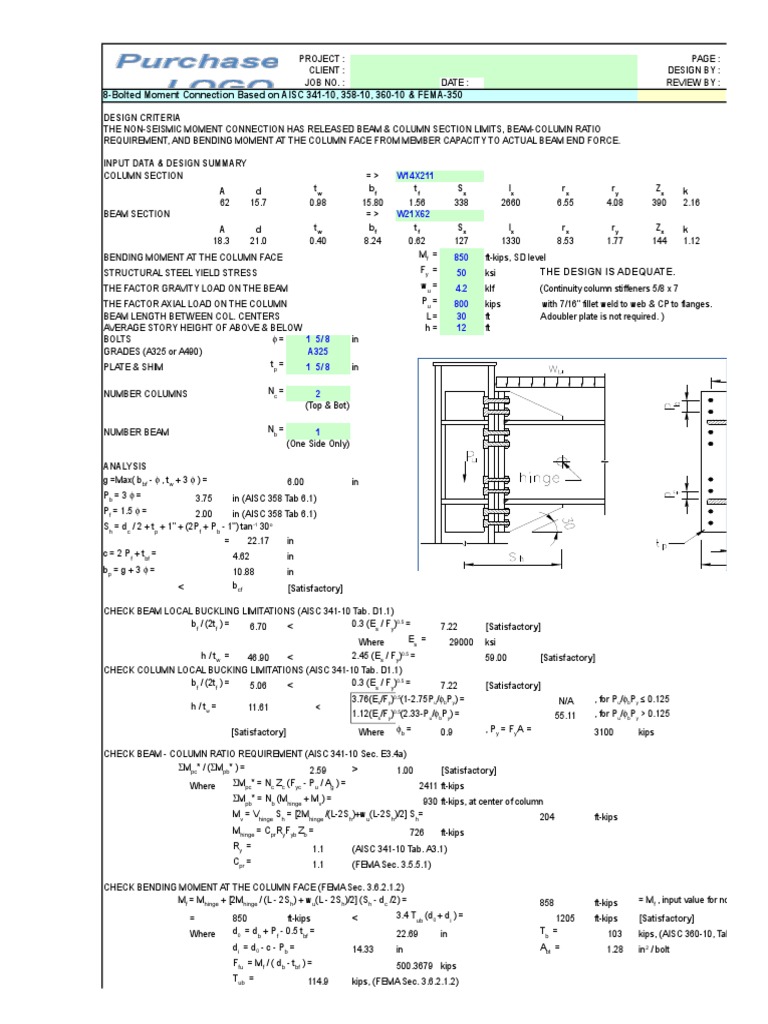 Design of an 8-Bolted Moment Connection Based on AISC 341-10, 358-10 ...