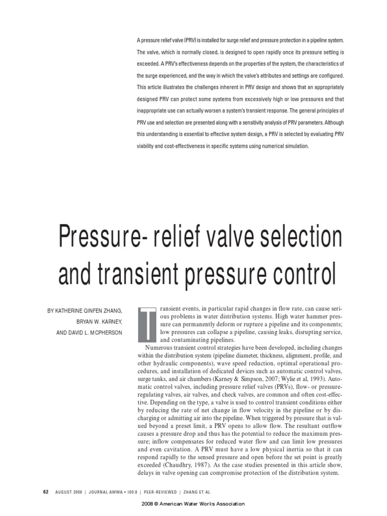 Pressure-Relief Valve Selection and Transient Pressure Control | PDF ...