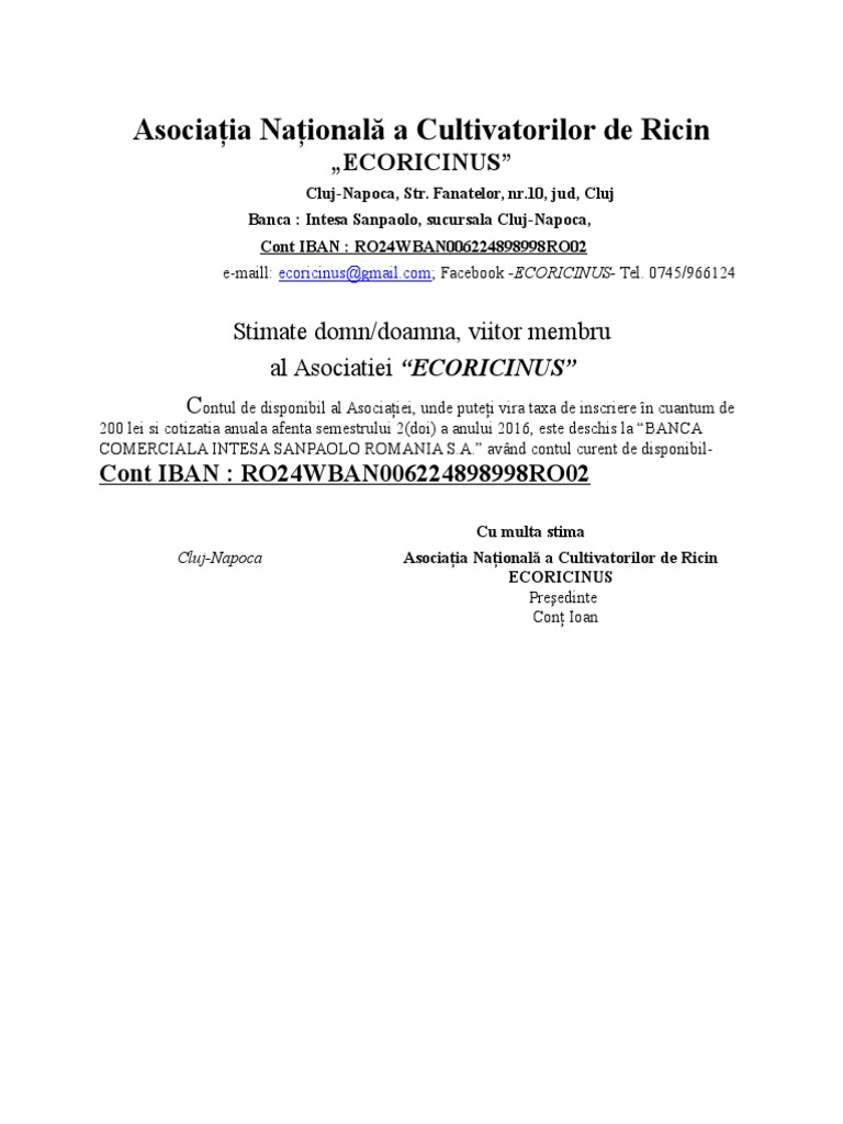 Comunicare Cont IBAN | PDF