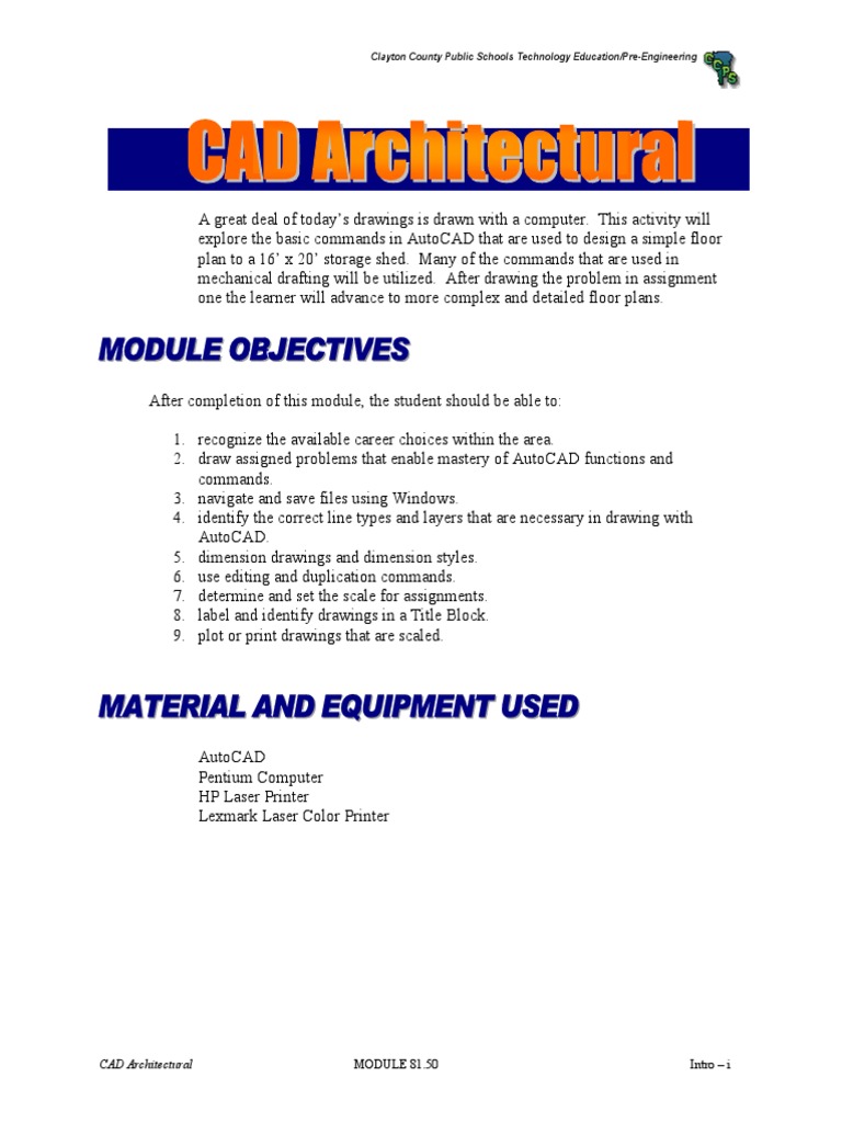 Cadd Architectural Intro | PDF | Computer Aided Design | Auto Cad