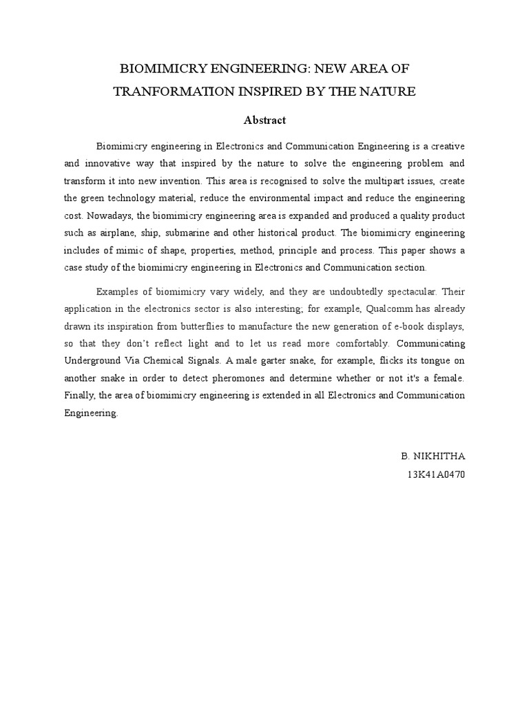 Biomimicry in Electronics Engineering | PDF