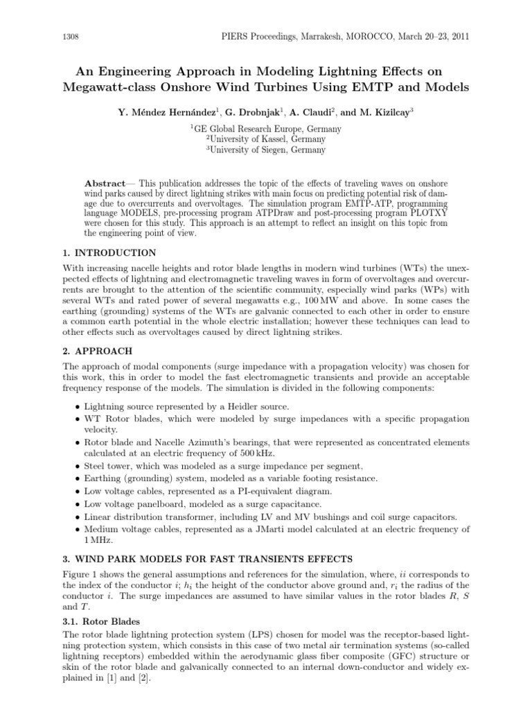 An Engineering Approach in Modeling Lightning Effects On Megawatt-Class ...