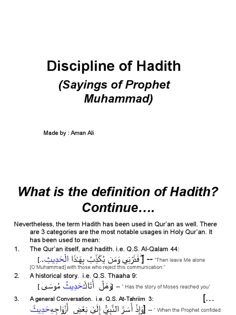 Discipline of Hadith-Powerpoint Presentation2 | PDF | Hadith | Muhammad