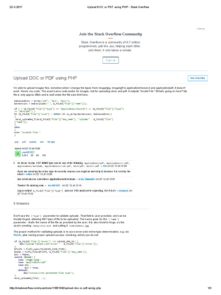 Upload DOC or PDF Using PHP - Stack Overflow | PDF | Zip (File Format) | File Format