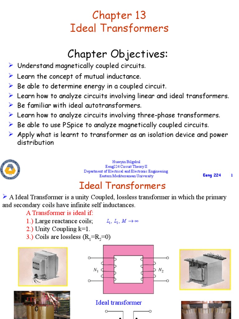 Chapter Objectives:: Ideal Transformers | PDF | Transformer | Inductor
