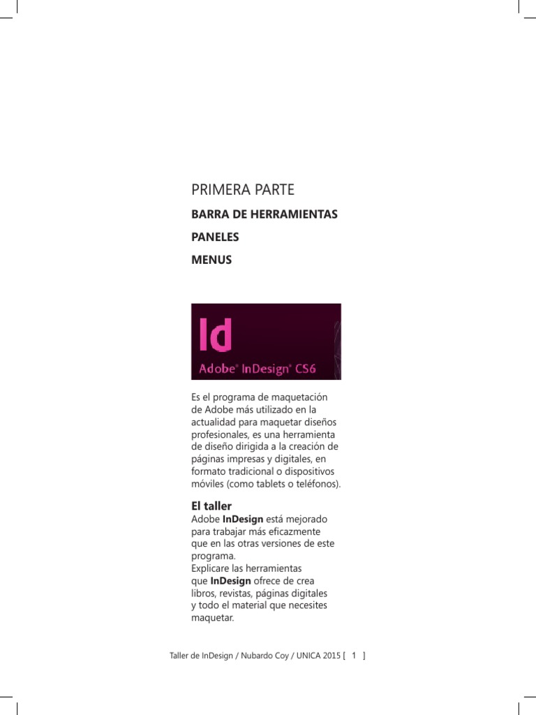 Taller de InDesign 2015 | PDF | Menú (Computación) | Point and Click