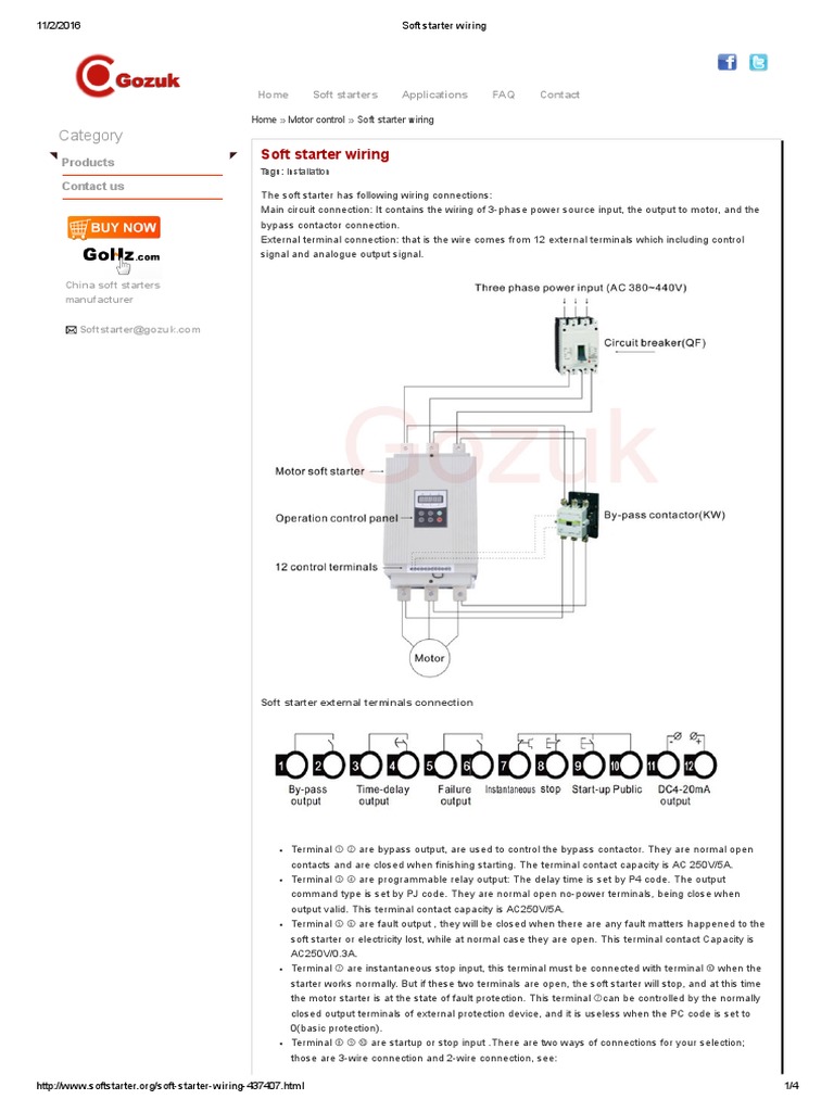 Soft Starter Wiring | PDF | Fuse (Electrical) | Relay