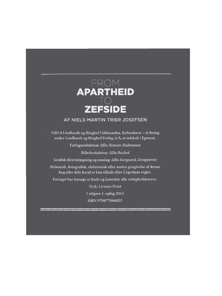 From Apartheid To Zefside PDF | Download Free PDF | Apartheid