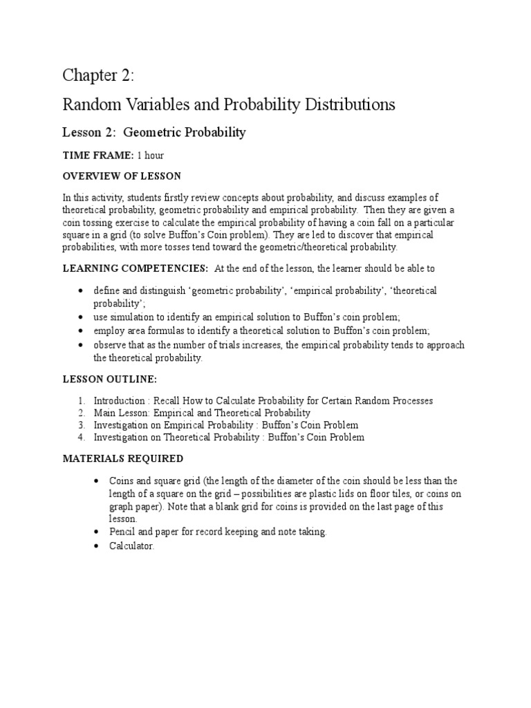 Lesson 2-02 Geometric Probability STAT | PDF | Probability | Area