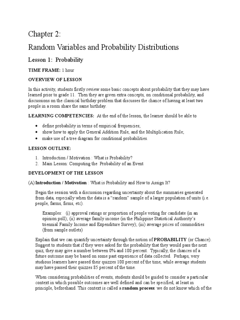 Lesson 2-01 Probability STAT | PDF | Randomness | Probability