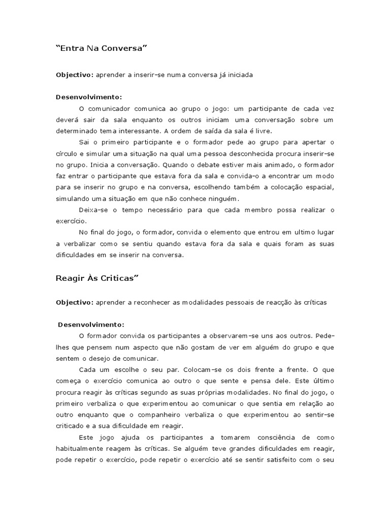 Jogos de Assertividade | PDF | Lazer