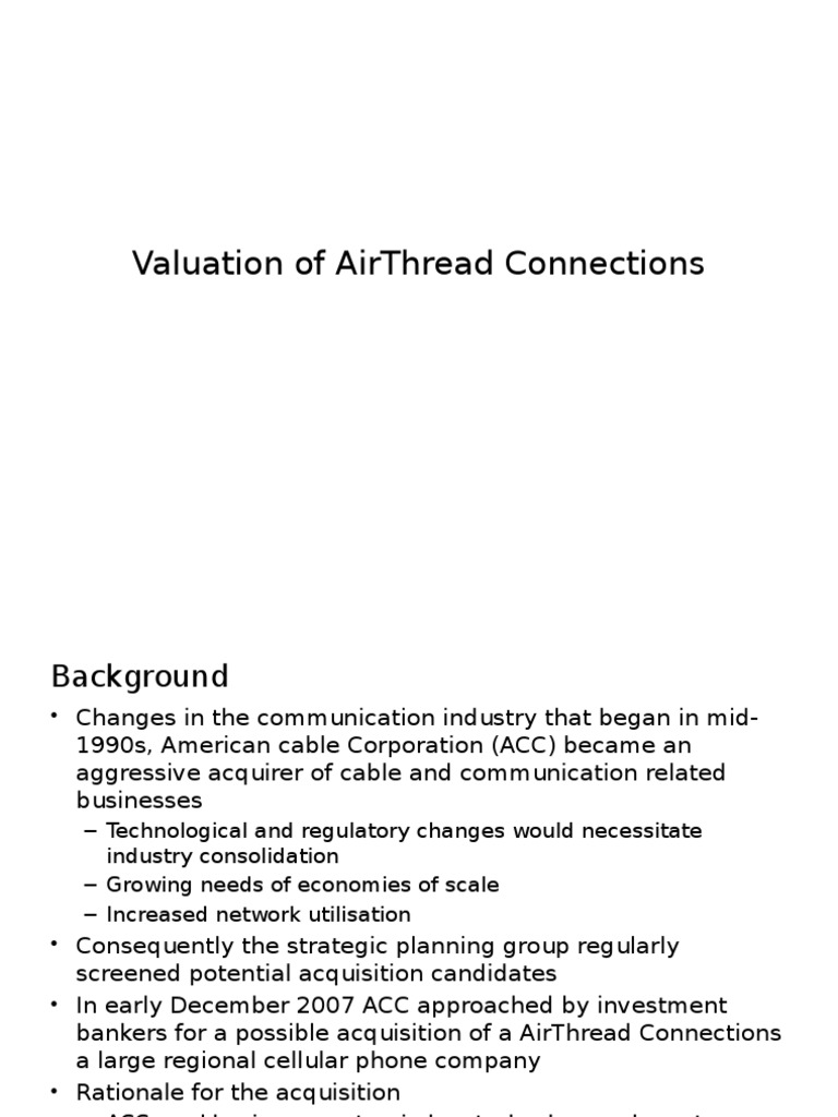Valuation of Airthread Connections | Download Free PDF | Discounting ...
