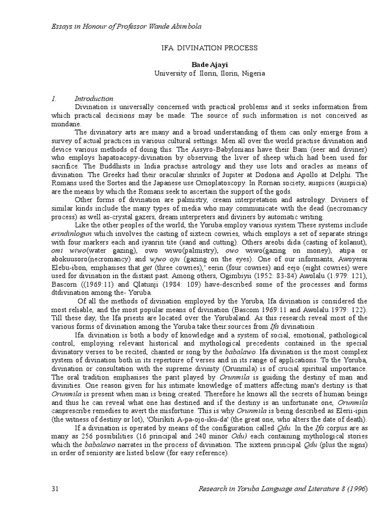Ifa Process | PDF | Oracle | Divination