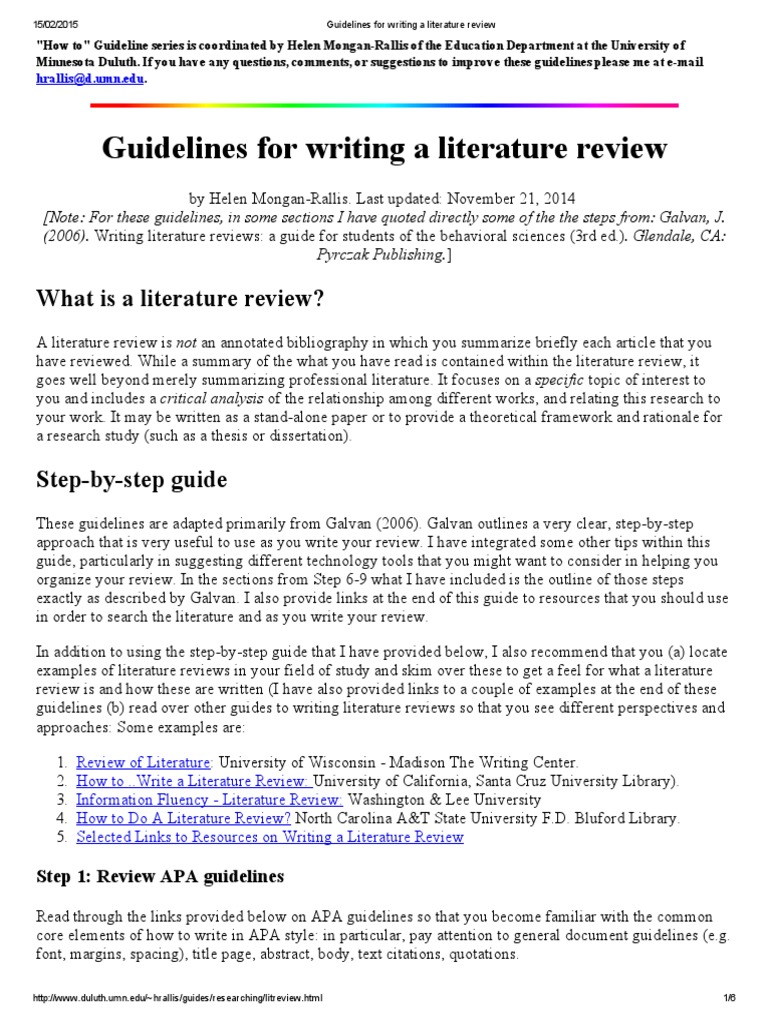Guidelines For Writing A Literature Review | PDF | Literature Review ...