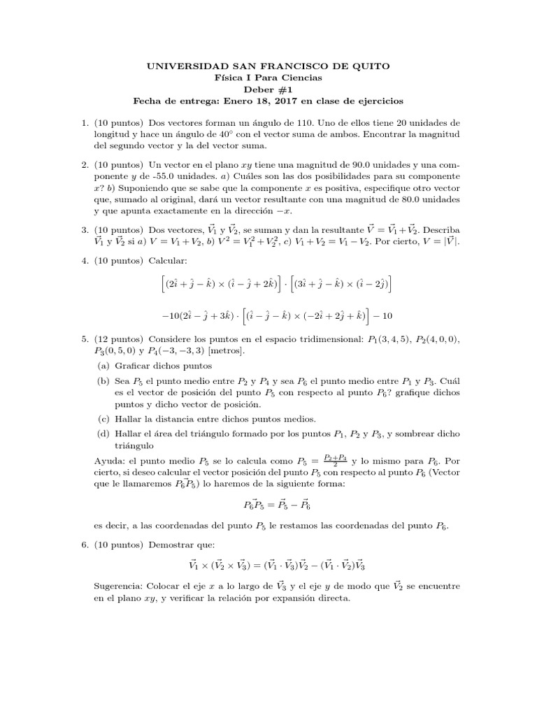 Deber 1 Vector Es | PDF | Vector Euclidiano | Enseñanza de matemática