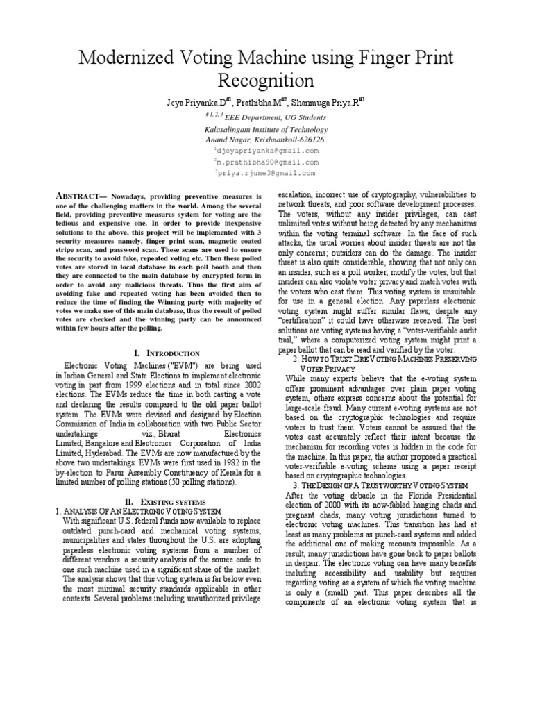 Modernized Voting Machine Using Fingerprint Recognition 1383911867 ...