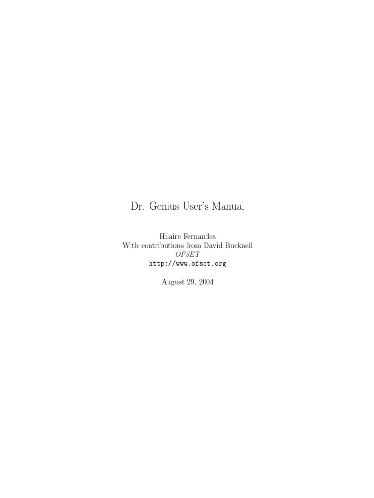 Dr. Genius User's Manual: Hilaire Fernandes With Contributions From ...