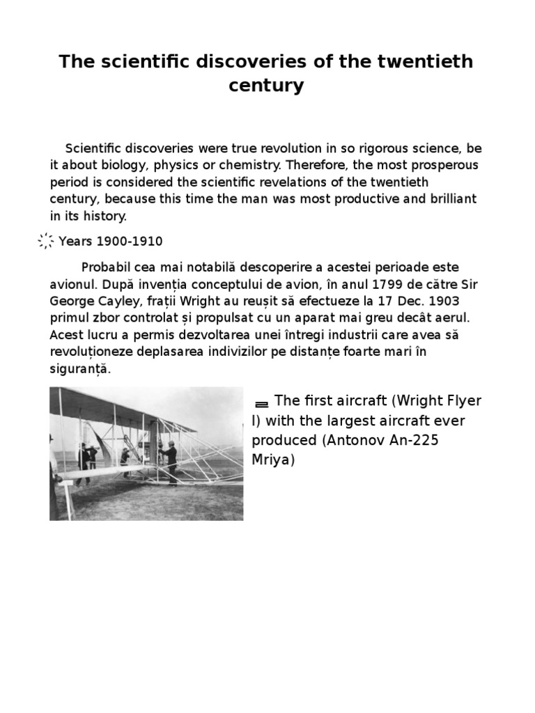 Atestat - The Scientific Discoveries of The Twentieth Century | PDF ...