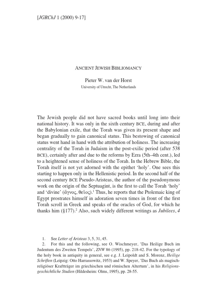 Jewish Bibliomancy Origins | PDF | Torah | Bible