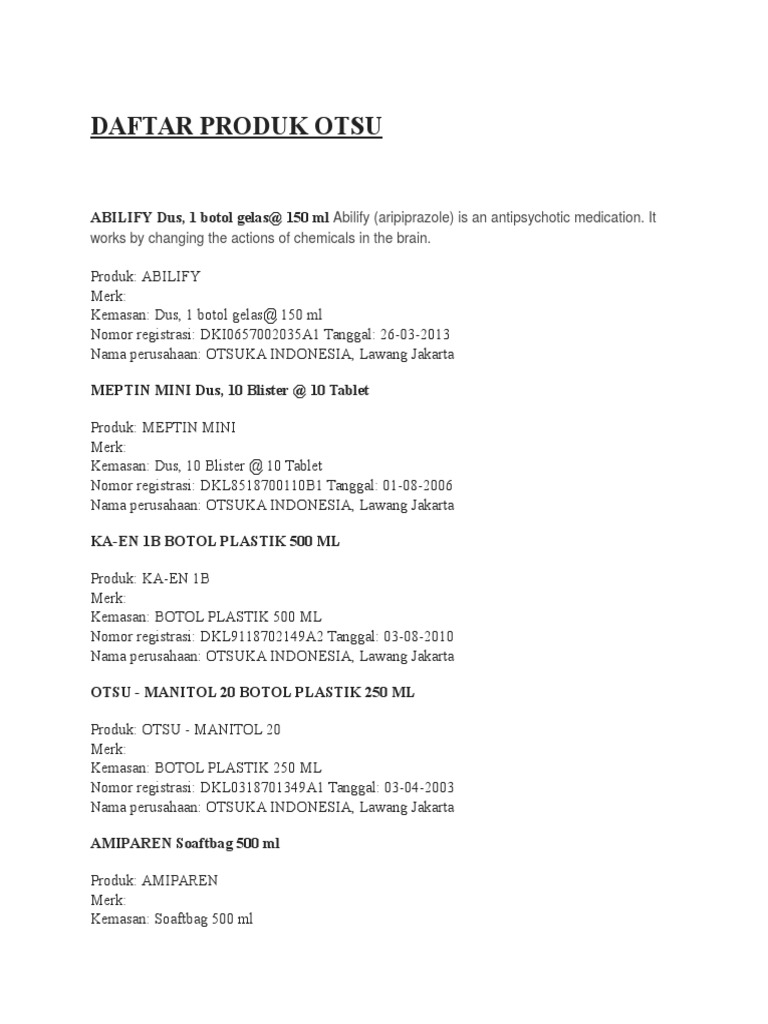 Daftar Produk Otsu | PDF