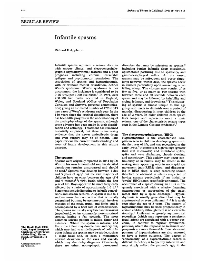 Understanding Infantile Spasms in Children | PDF | Epilepsy | Medicine