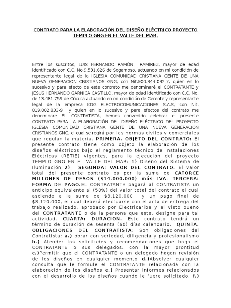 Contrato Diseños Electricos | PDF