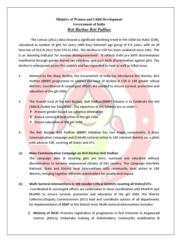 About BBBP Scheme | PDF | Woman | Gender