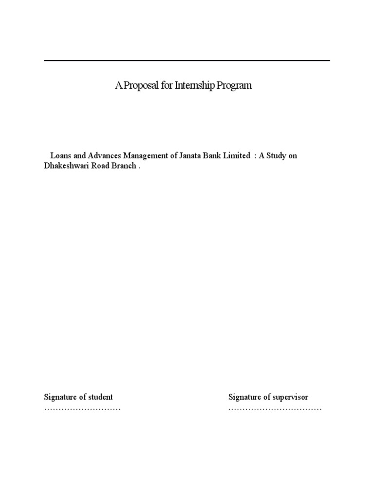 A Proposal for Internship Program | Internship | Primary Sources