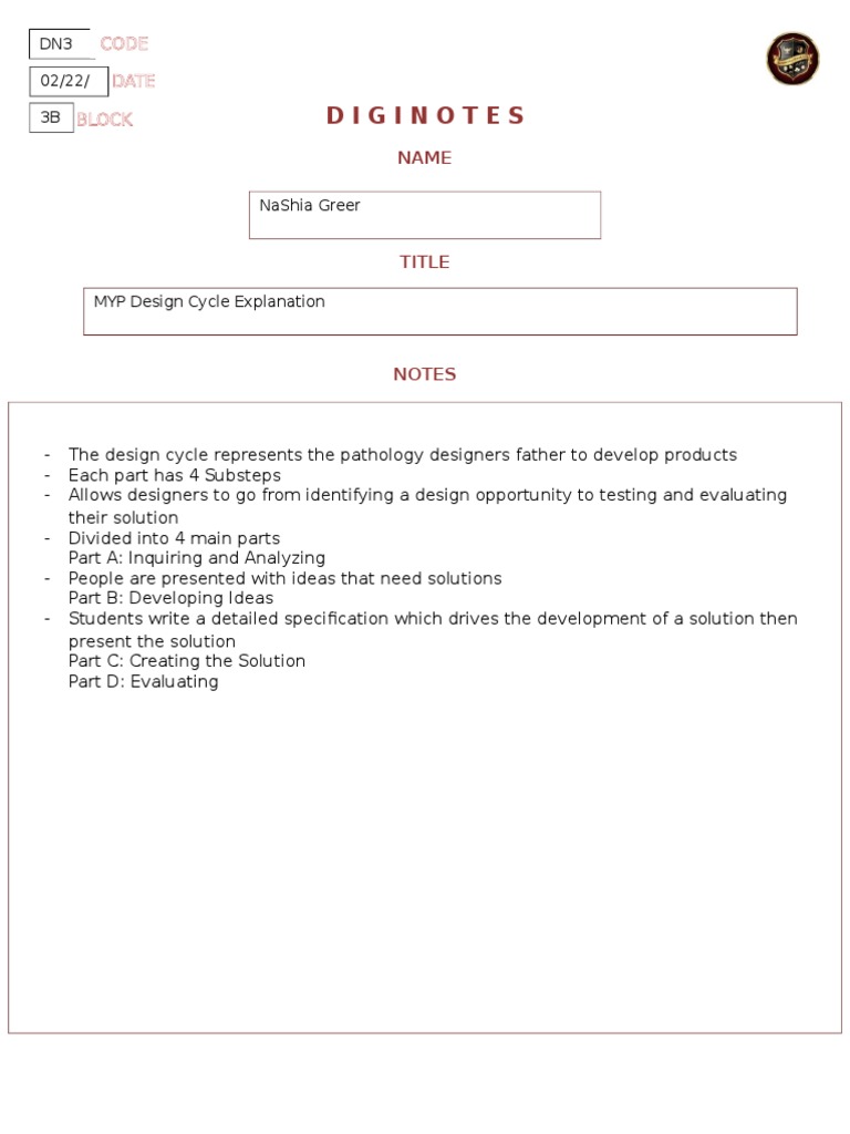 MYP Design Cycle Overview | PDF | Art