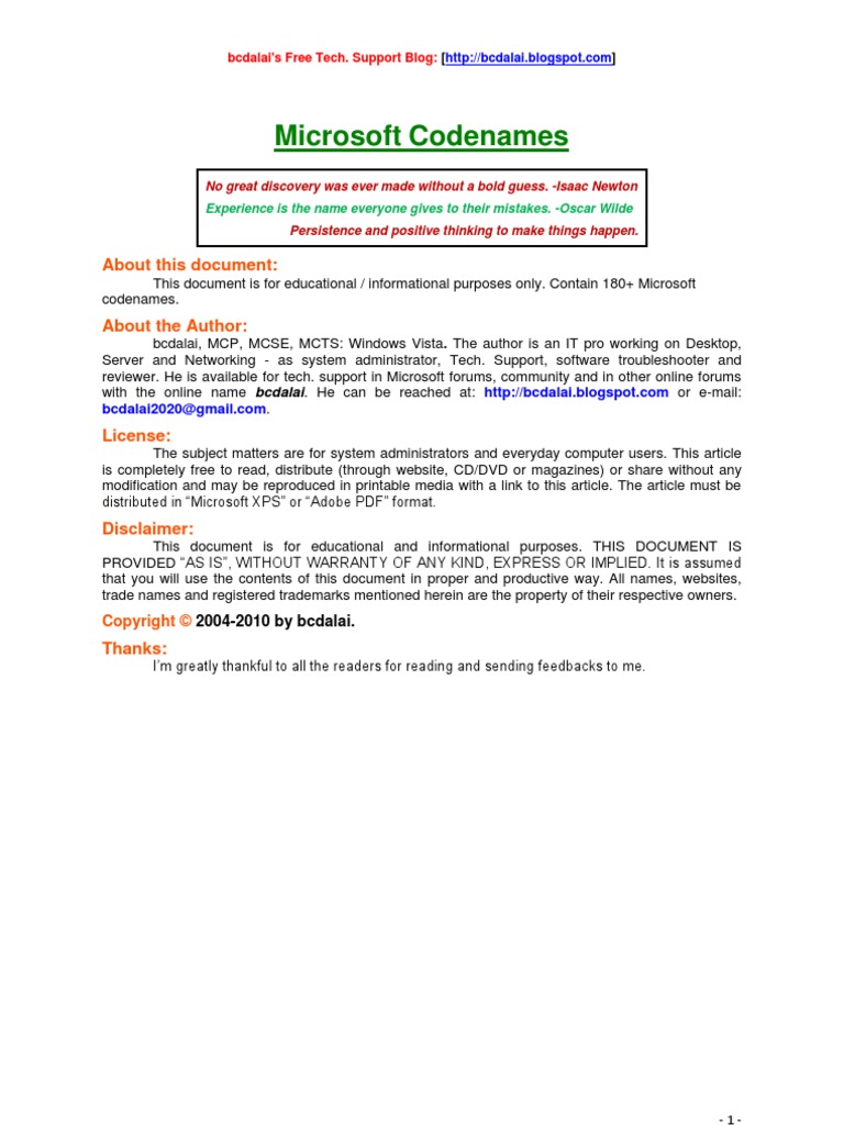 Microsoft Code Names | Windows 7 | Microsoft Windows