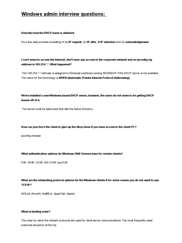 System Admin Questions & Answers | PDF | Active Directory | Domain Name System