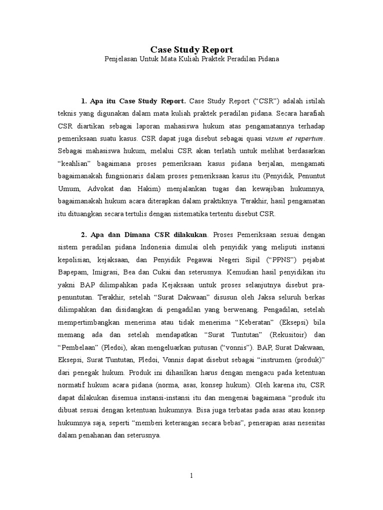 Case Study Report | PDF | Ilmu Sosial | Hukum