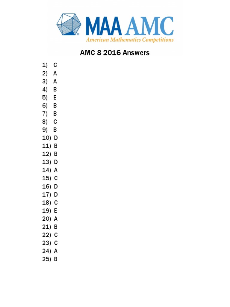 Amc 82016 Answers | PDF
