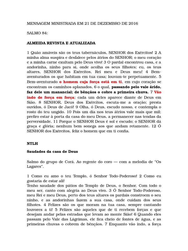 Salmo 84 - Vale de Baca | PDF | Salmos | Deserto