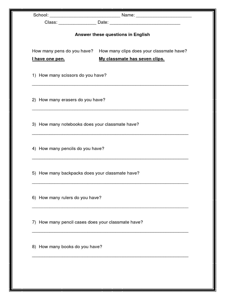 Activity - Counting Classroom Objects | PDF