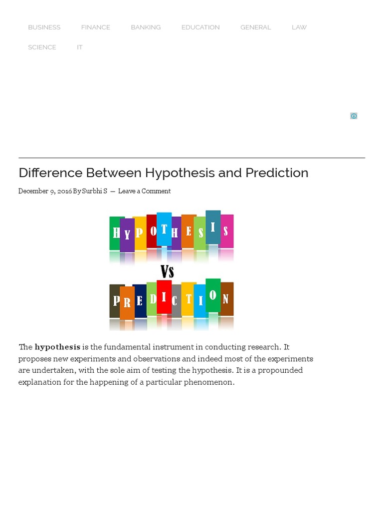 Hypothesis and Prediction | PDF | Prediction | Hypothesis