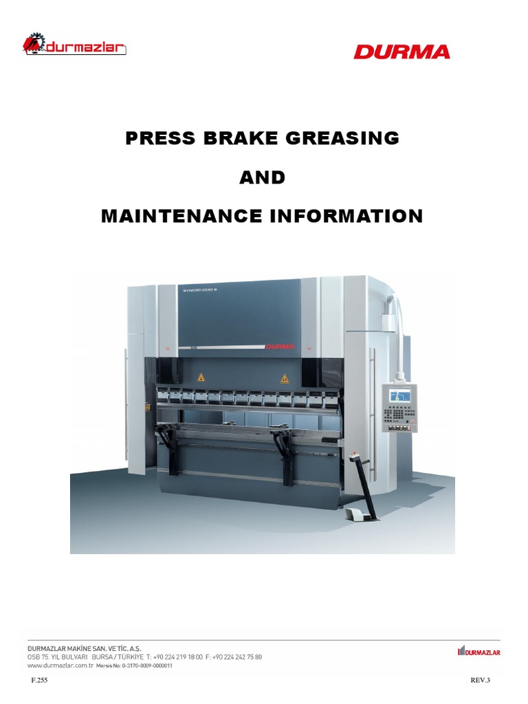 Press Brake Maintenance Guide | PDF | Waste Management | Flammability