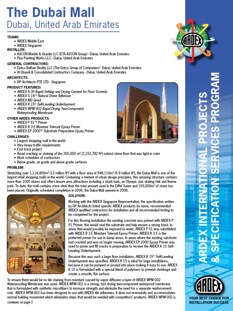Dubai Mall Case Study Middle East PDF | PDF | Epoxy | Concrete