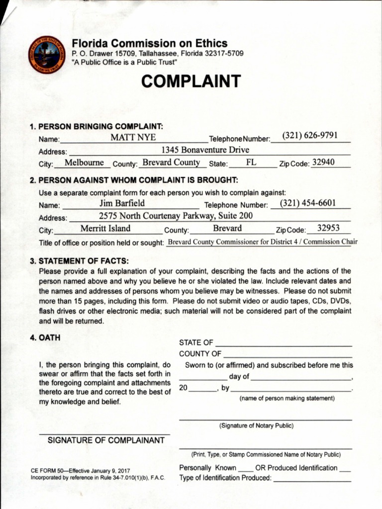 Jim Barfield Ethics Complaint | PDF | Loans | Debt