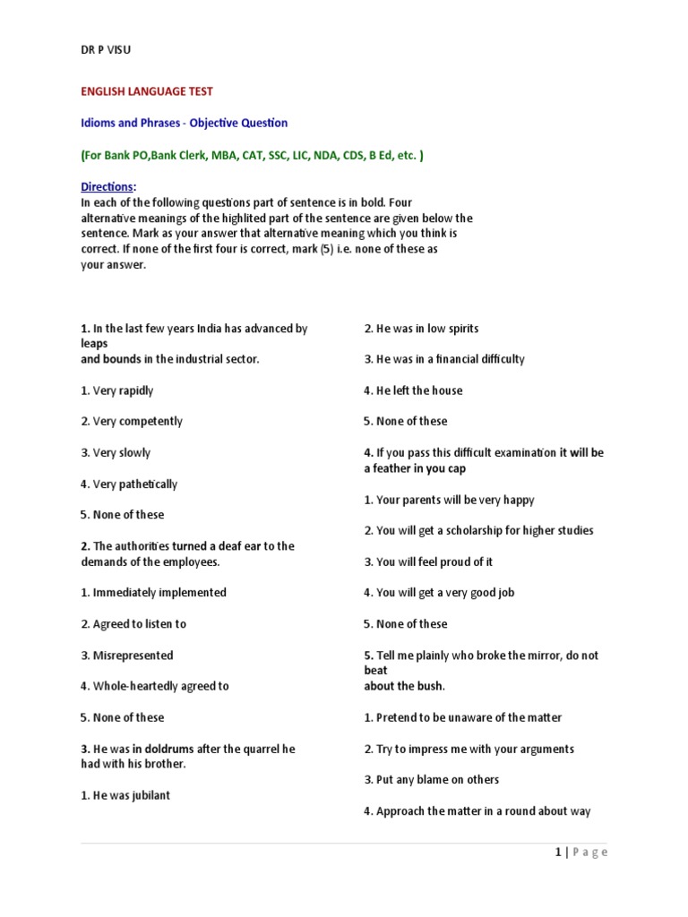English Language Test | PDF