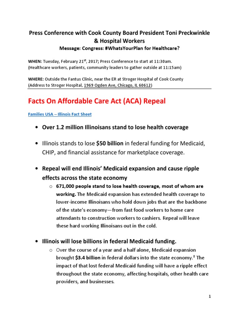 Talking Points Press Conf Preckwinkle Hospital Workers Local 73 HCII Whats Your Plan ACA v2!02 ...