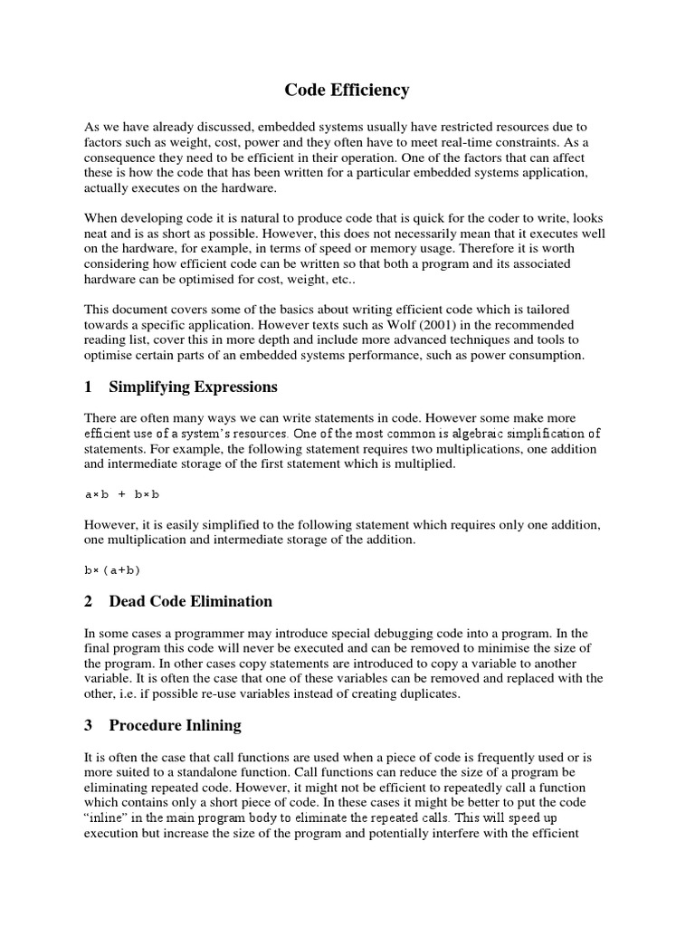 Code Efficiency: 1 Simplifying Expressions | Download Free PDF ...