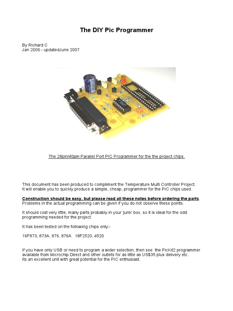The DIY Pic Programmer | PDF | Electrical Connector | Printed Circuit Board