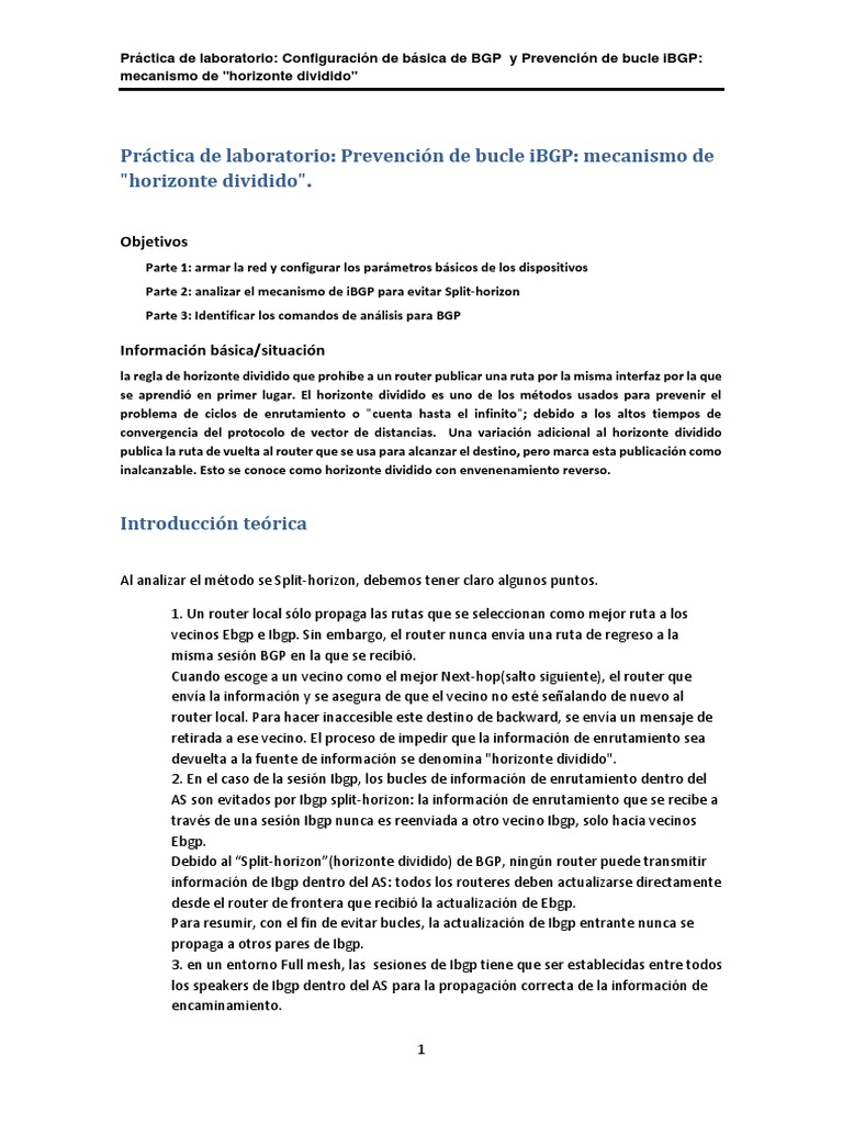 Split Horizon BGP Lab 5 | PDF | Enrutador (Computación) | Red de área ...