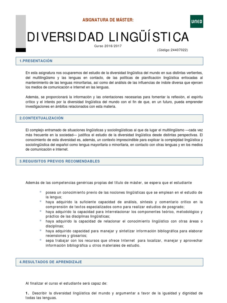 Diversidad Linguistica | PDF | Multilingüismo | Sociolingüística