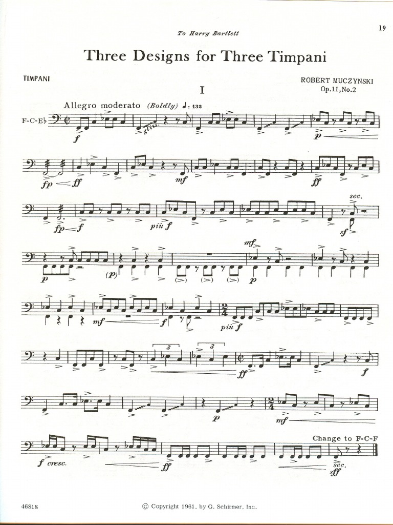 Muczynski, Robert - Three Designs For Three Timpani (1961) | PDF