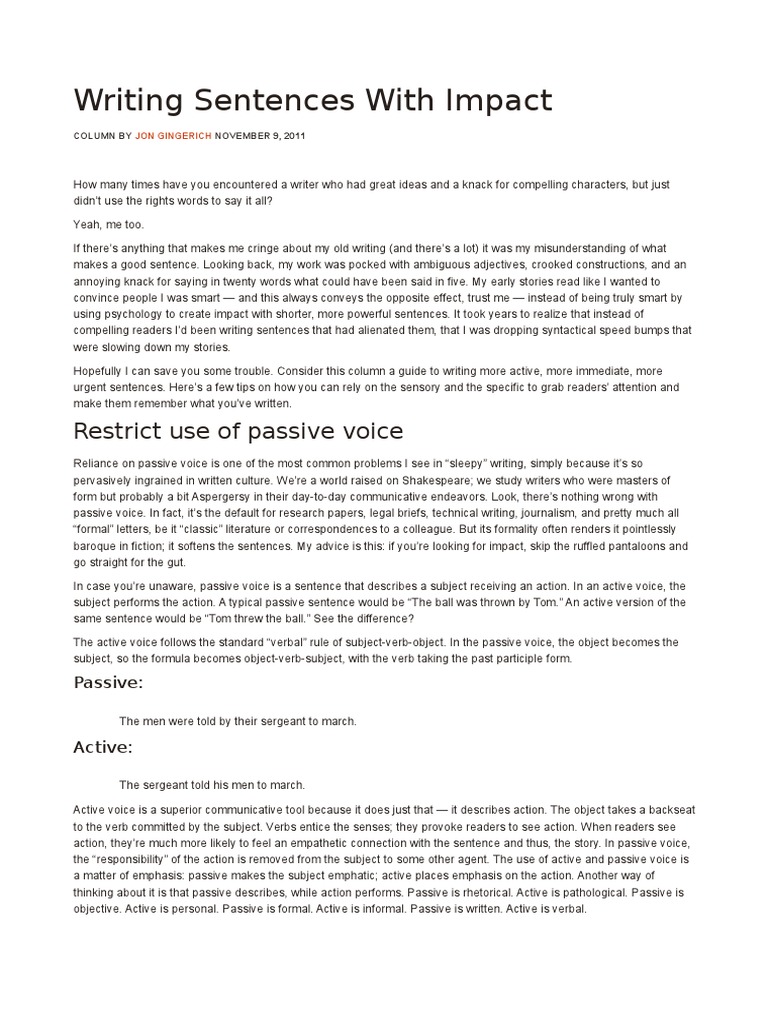 Writing Sentences With Impact | PDF