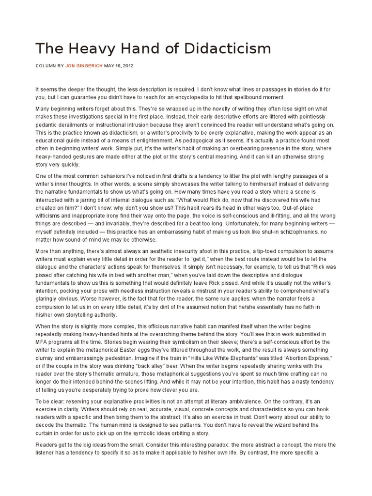 The Heavy Hand of Didacticism | PDF | Narrative