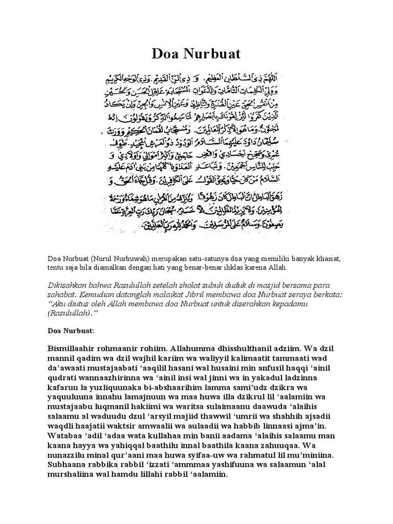 Doa Nurbuat | PDF | Kesehatan Holistik | Agama & Spiritualitas